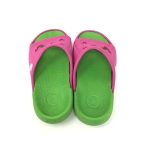CROCS | Shoes | Crocs Pink Green Disney Mickey Mouse Girls Open Toe ...